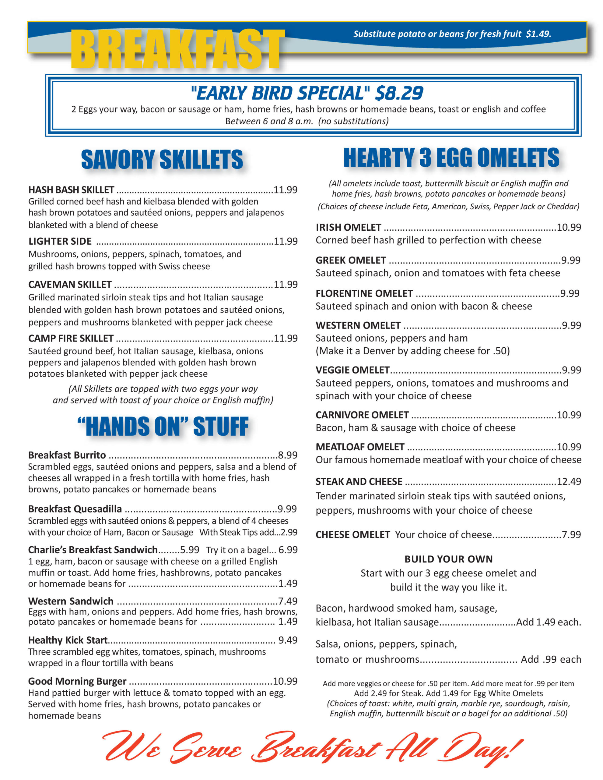 Menu – Charlies Homestyle Diner