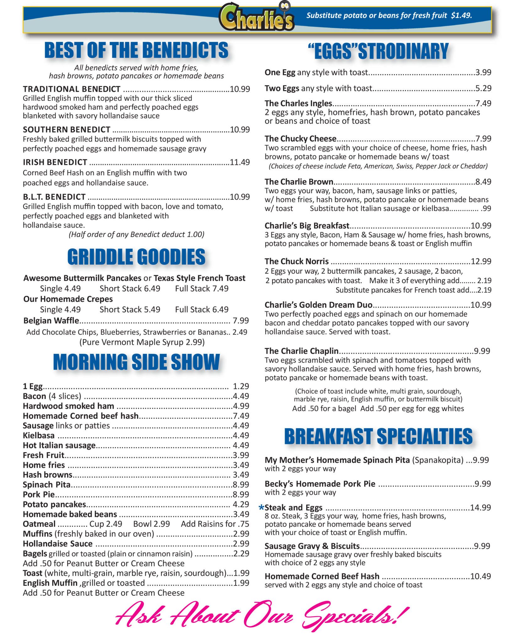 Menu – Charlies Homestyle Diner